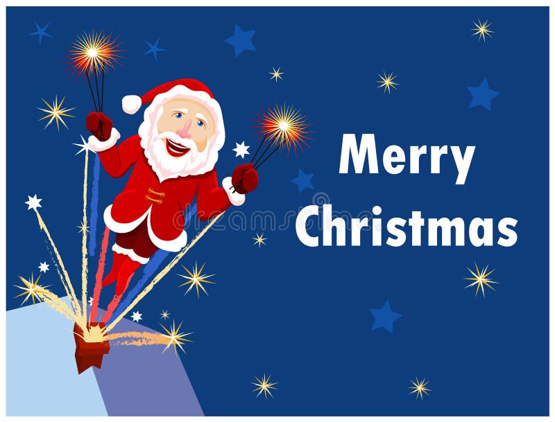 Firework and santa claus stock vector. Illustration of landscape ...