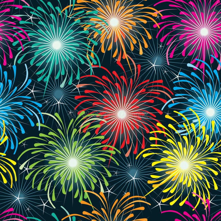 Firework Seamless Pattern stock vector. Illustration of fire - 40397351