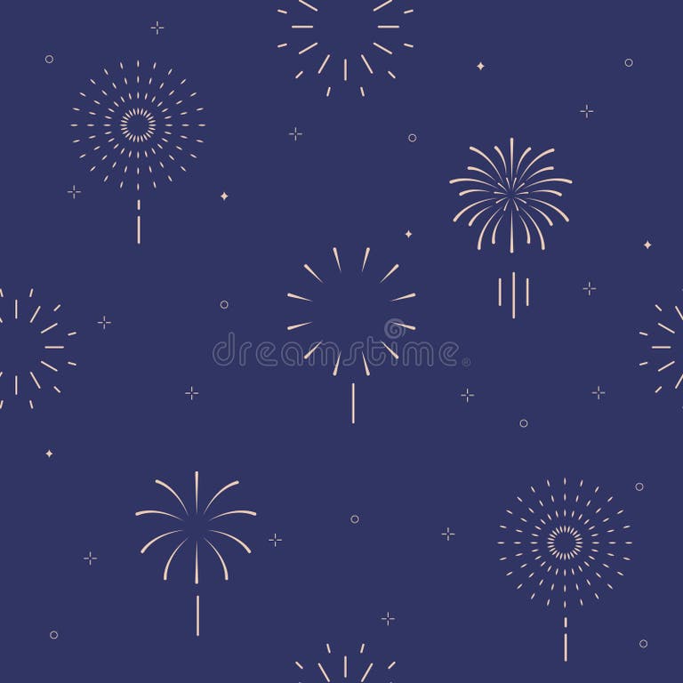 Firework Seamless Pattern in Night.Editable Vector Illustration for Postcard,banner Stock Vector ...