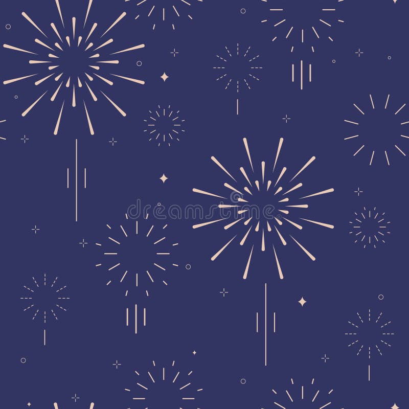 Firework Seamless Pattern in Night.Editable Vector Illustration for ...
