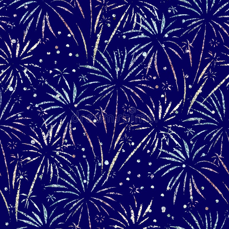 Firework Seamless Vector Background. Glitter Foil Pattern Isolated ...