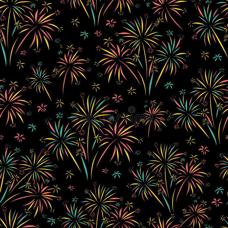 Firework Seamless Pattern stock vector. Illustration of fire - 40397351