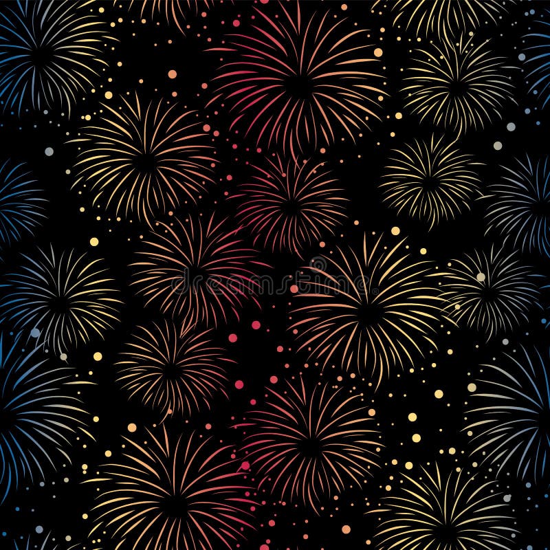 Firework Seamless Pattern stock vector. Illustration of fire - 40397351