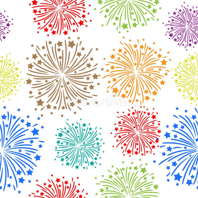 Firework Seamless Pattern stock vector. Illustration of fire - 40397351
