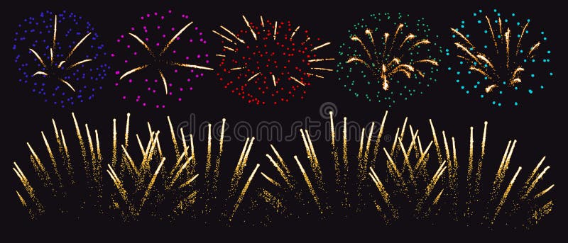 Firework Set Isolated Vector Illustration. Collection Pyrotechnics ...