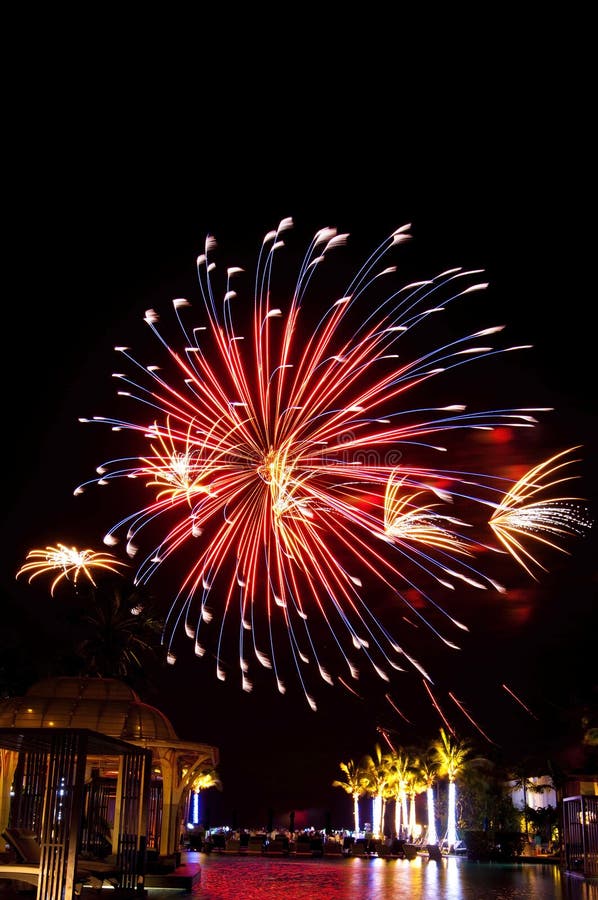 Firework and Shadow in Swimming Pool Stock Image - Image of christmas ...