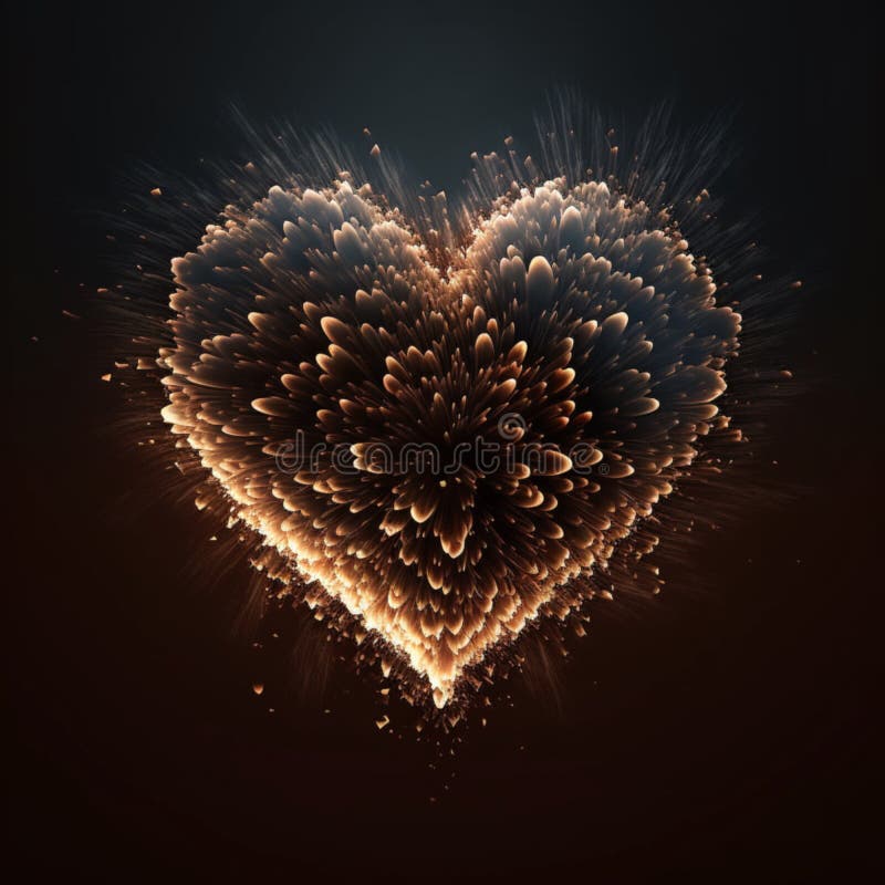 Firework with the Shape of a Heart Stock Illustration - Illustration of ...