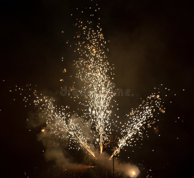 Firework Sparks at Night. Background Stock Photo - Image of black ...