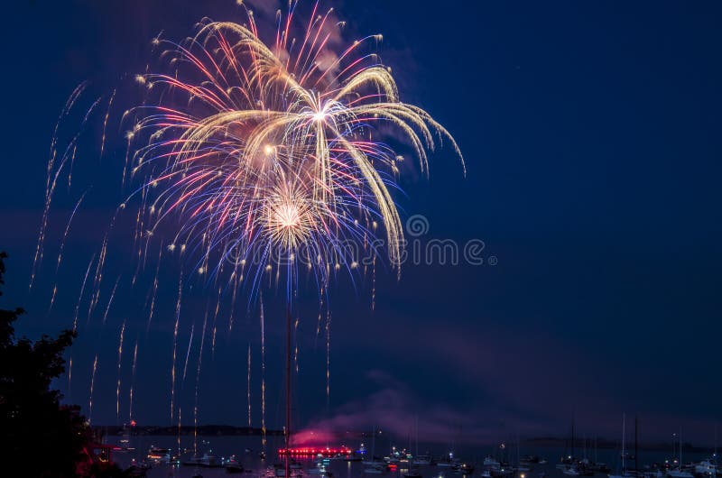 Firework 4th July, Marblehead Stock Photo - Image of reflection, north ...