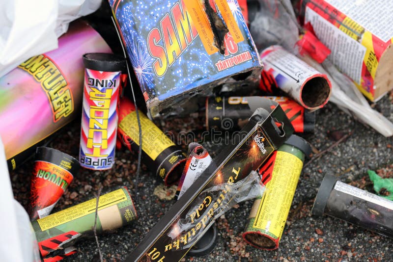 Firework Trash on the Ground after New Year`s Eve Editorial Photography ...