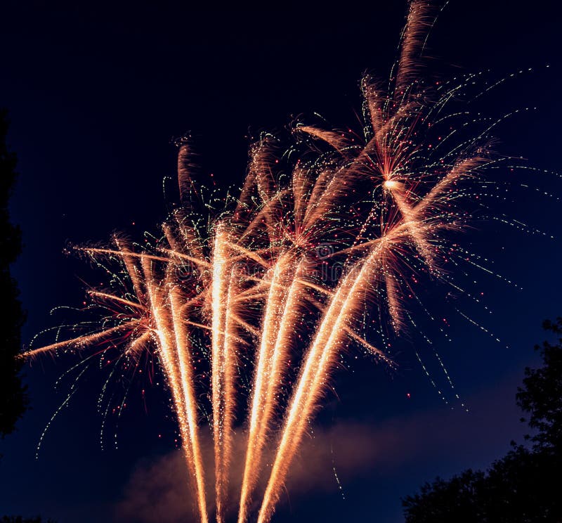 Firework Undershot Bursting Sparks in the Night Sky Stock Photo - Image ...