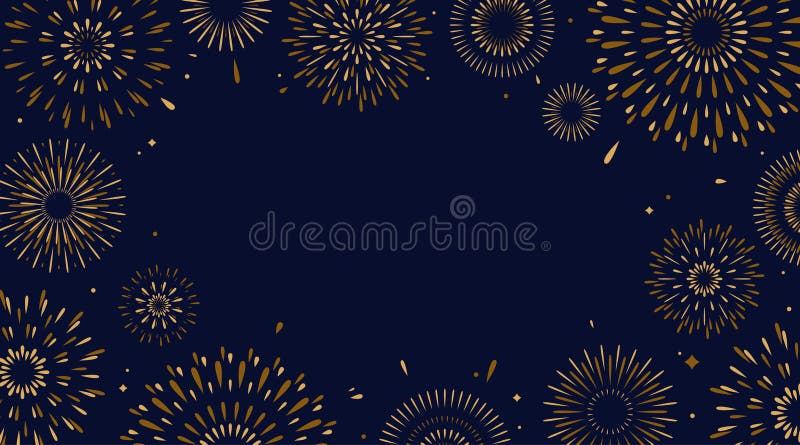 Firework Vector Background. Celebrate Pattern with Simple Flat Golden ...