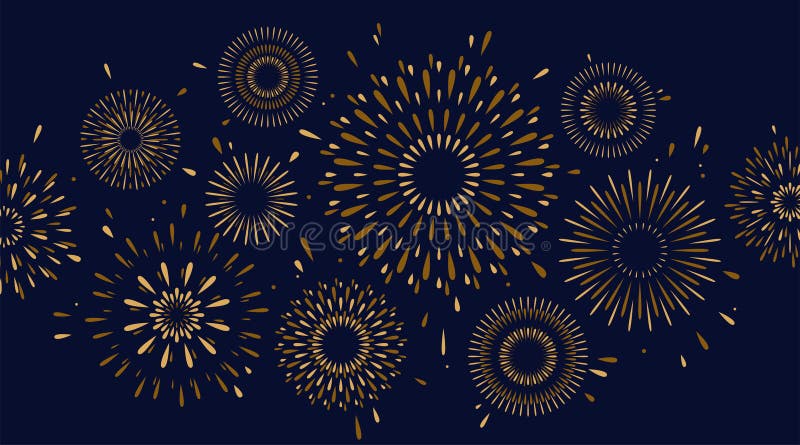 Firework Vector Background. Celebrate Pattern with Simple Flat Golden ...