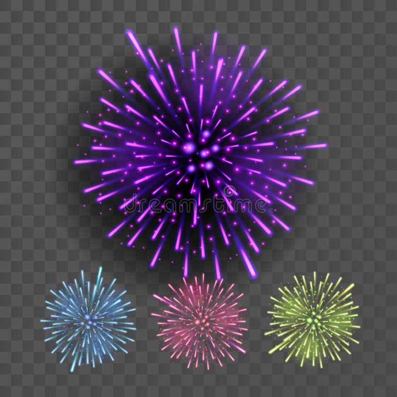 Firework Vector. Bright Pyrotechnic Petard Rocket. Isolated on Transparent Background Realistic ...
