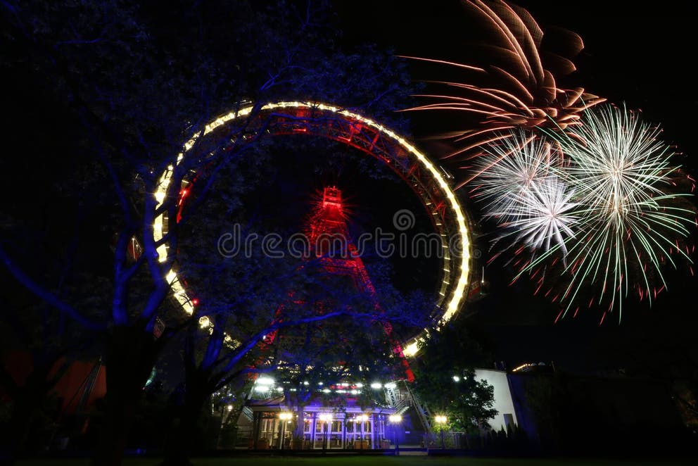 Firework in Vienna Prater stock photo. Image of festivity - 92225070