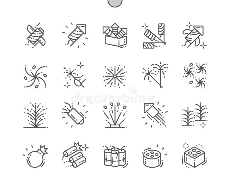 Firework Well-crafted Pixel Perfect Vector Thin Line Icons 30 2x Grid ...