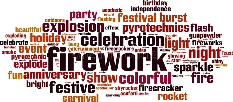 Firework word cloud stock vector. Illustration of pyrotechnics - 176165378