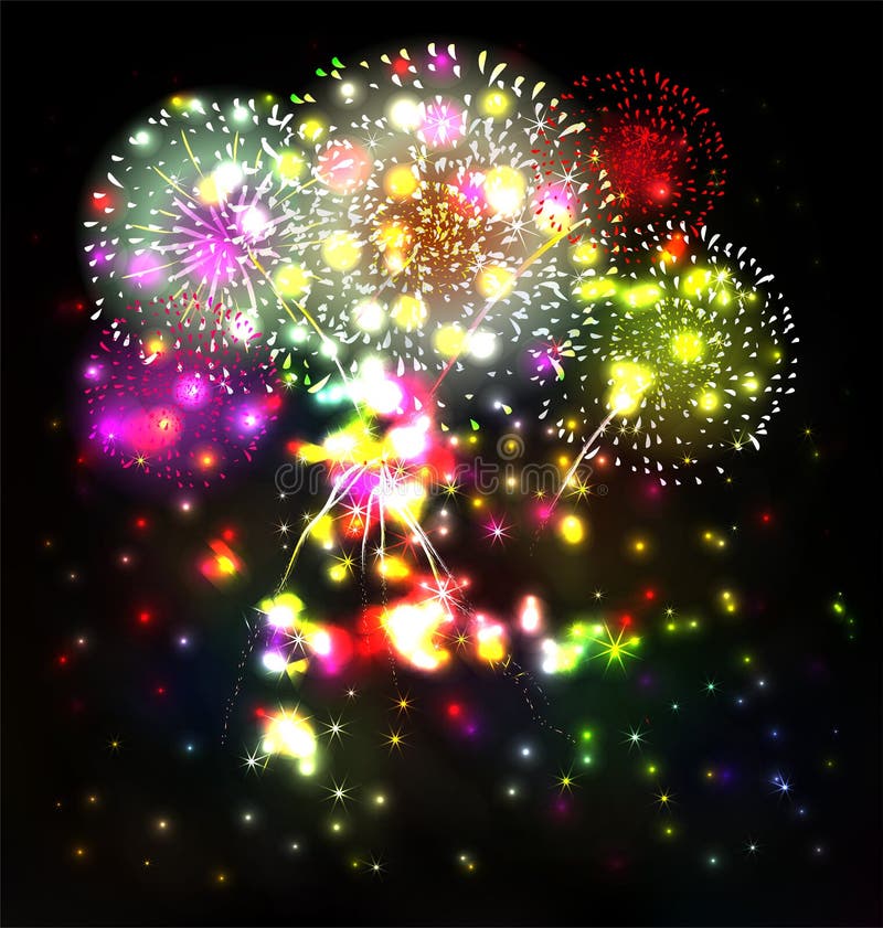Firework and Year 2015 Made of Colored Neon Effect Stock Vector ...