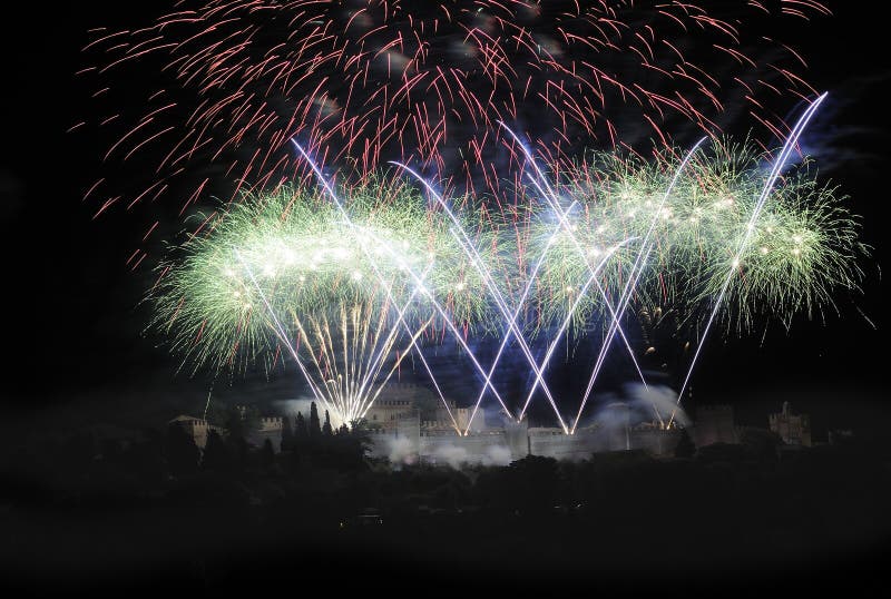 Waterfall Fireworks stock photo. Image of hogmanay, white - 10167596