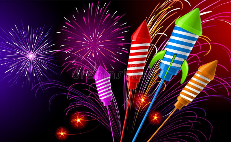 Fireworks and rockets stock vector. Illustration of colors - 16393557