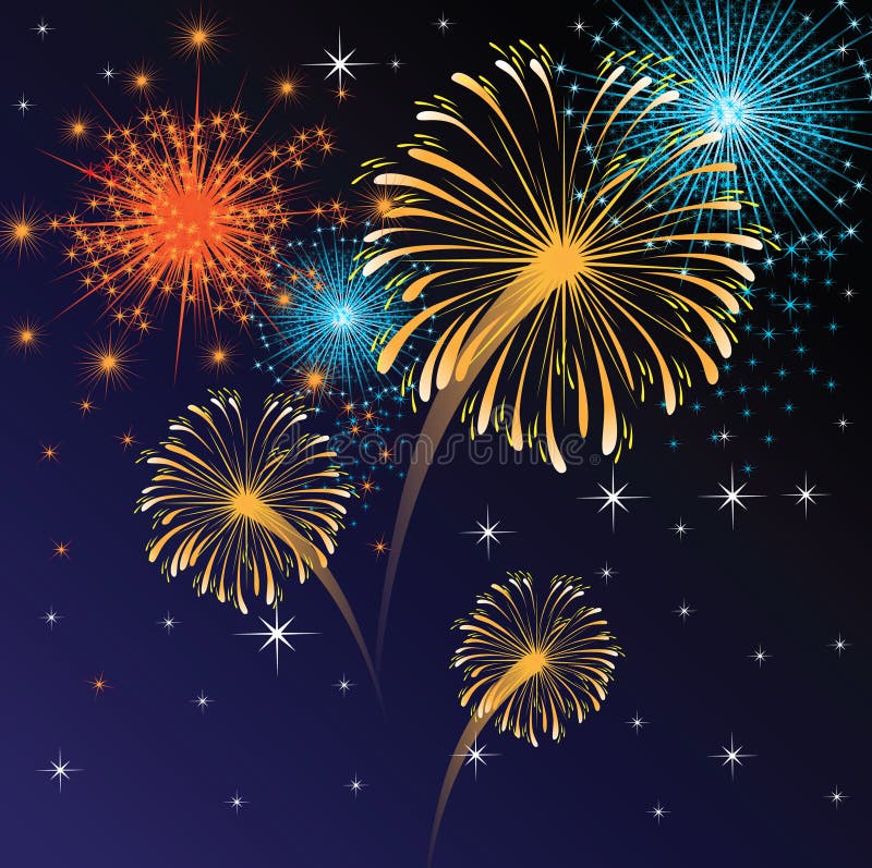 Set of Isolated Vector Fireworks on a Transparent Background Stock ...