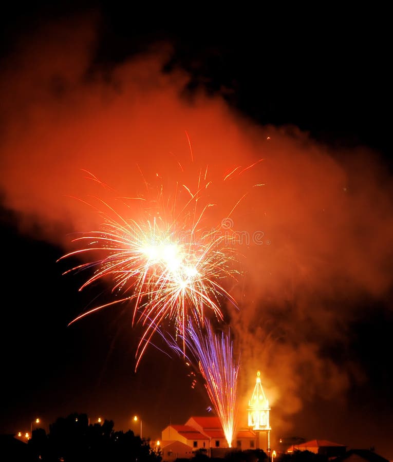 Fireworks and Christmas Tree Stock Image - Image of trails, spectacular ...