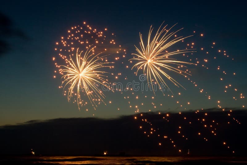 Fireworks at sea stock photo. Image of scene, gleam, festival - 377646