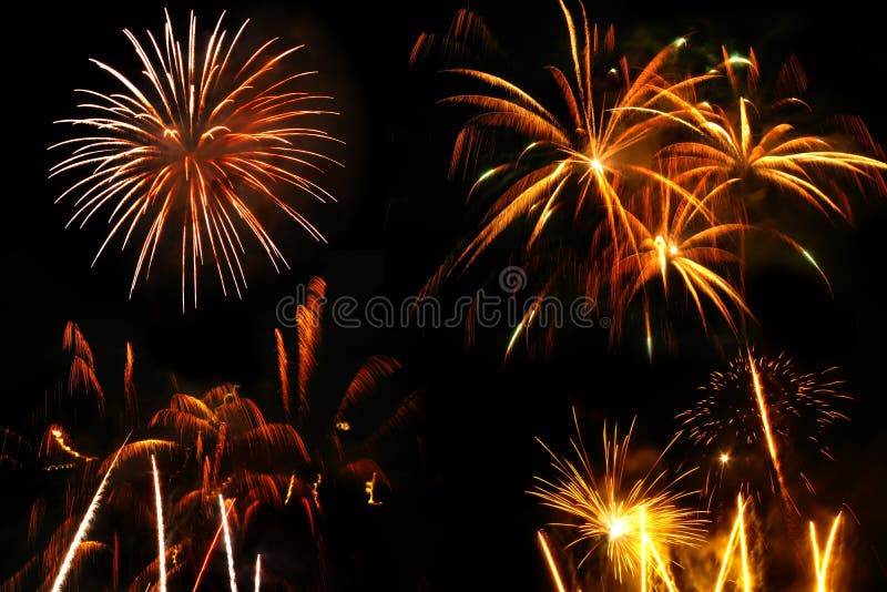 Colorful Fireworks with Wide Dark Copy Space Stock Image - Image of ...