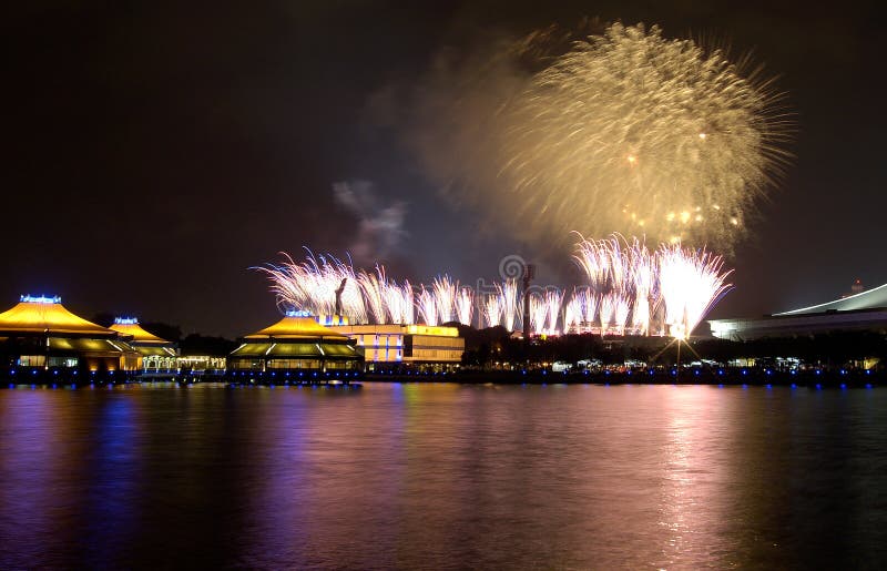Rainbow Fireworks stock photo. Image of show, audience - 2733420