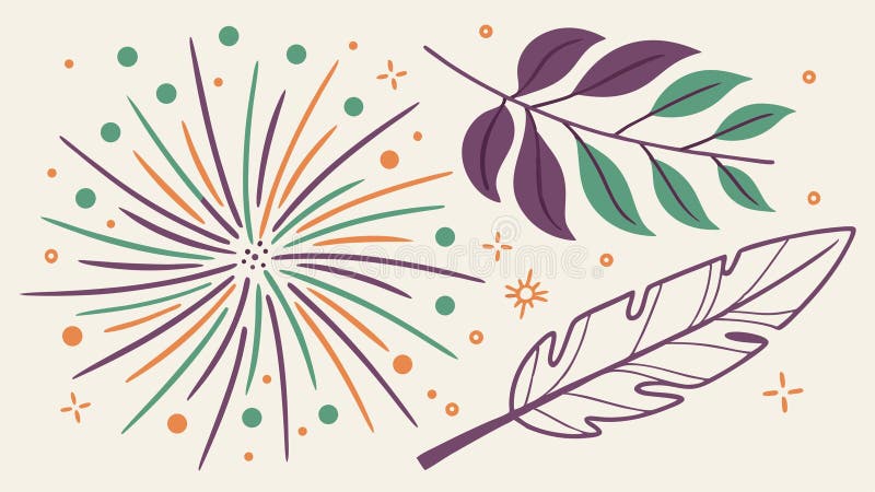 Fireworks with Abstract Leaves, Vector Design Generative AI Stock ...