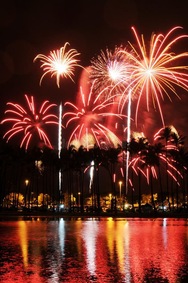 Festive New Year S Fireworks.tropical Island Stock Photo - Image of ...