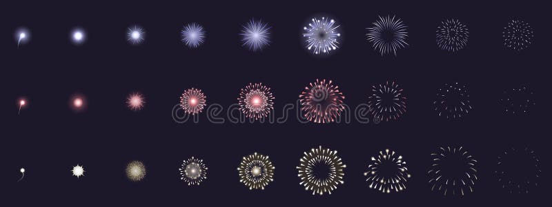 Fireworks Animation. Animated Firework Explosion Frames, Party ...