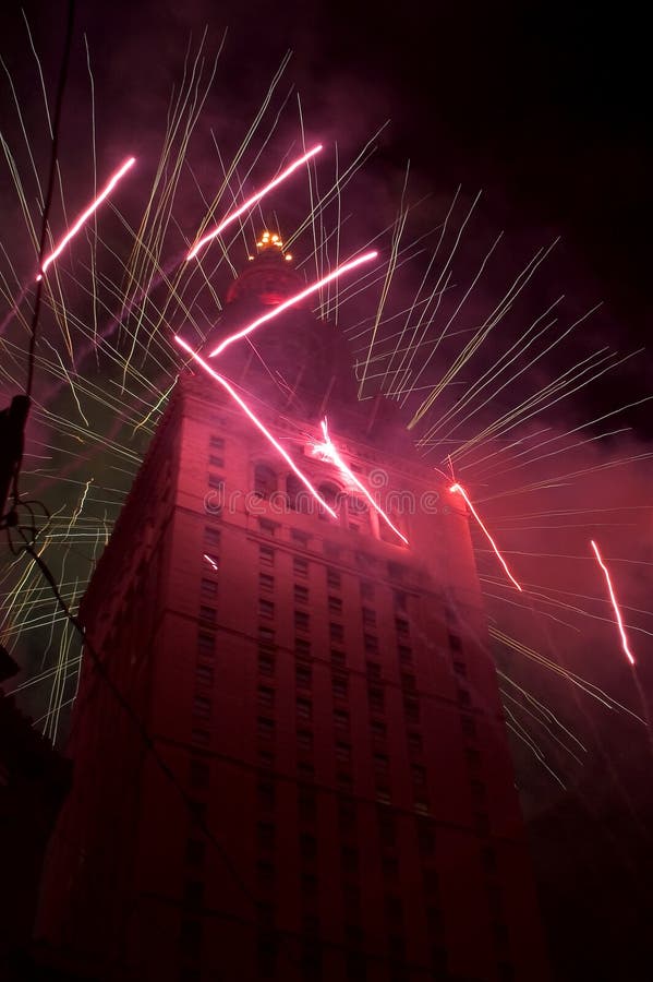 Fireworks Around Office Building Picture. Image: 9655