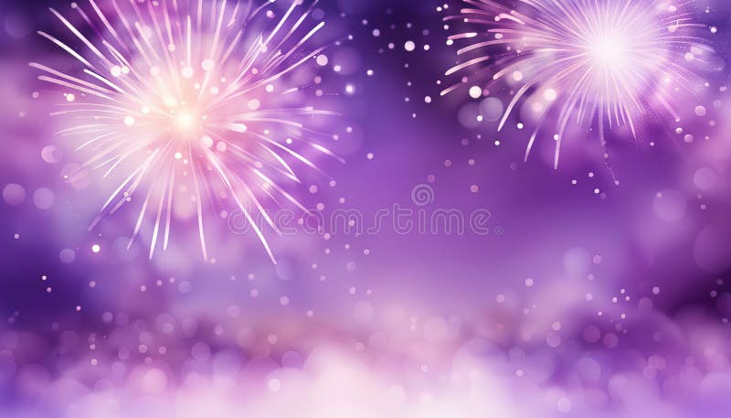 Fireworks Background with Copy Space in Purple Color Stock Illustration ...
