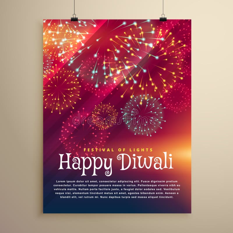 Fireworks Background Flyer Template For Diwali Festival Stock Vector ...