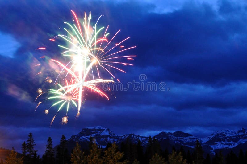 Fireworks at Banff stock photo. Image of dark, clouds - 20591698