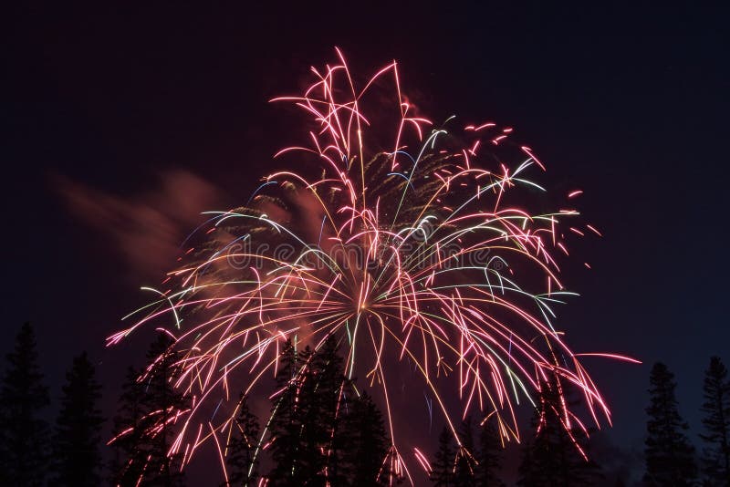 Fireworks in Banff stock photo. Image of entertainment - 72399522