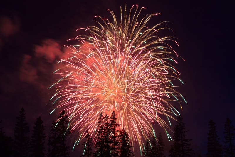 Fireworks in Banff stock image. Image of entertainment - 72603123