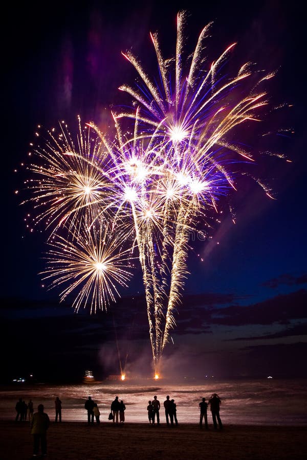 Fireworks on the beach stock photo. Image of coastline - 10648040