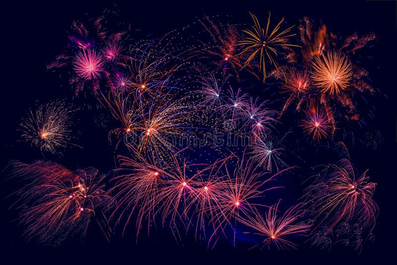 Fireworks in Beautiful Colors Stock Photo - Image of magenta, night ...
