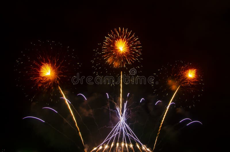 Fireworks,beautiful Fireworks in the Dark Sky Stock Photo - Image of ...