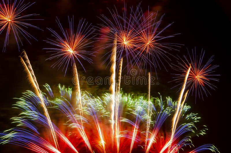 Fireworks,beautiful Fireworks in the Dark Sky Stock Photo - Image of ...