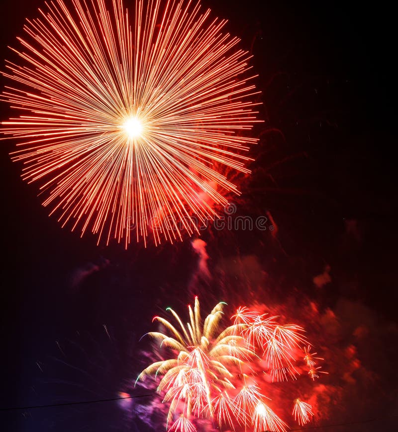 Fireworks stock photo. Image of dusk, green, sparks, cloud - 35871226
