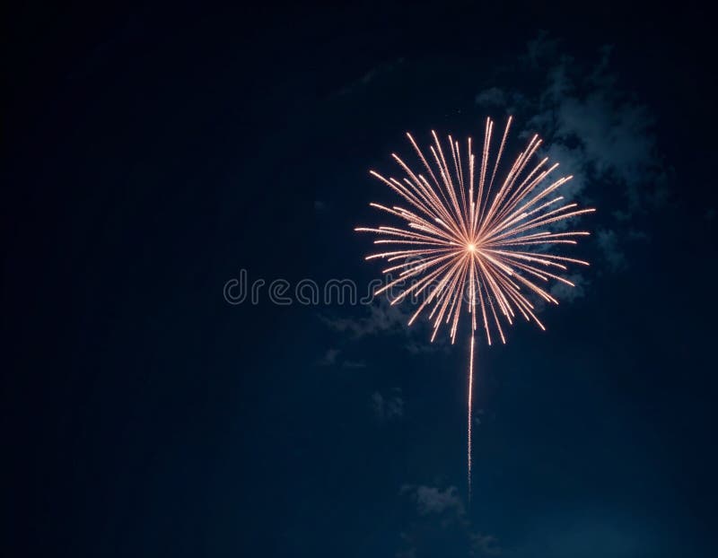 Fireworks are Being Flown and Exploding in the Clear Dark Blue Night ...