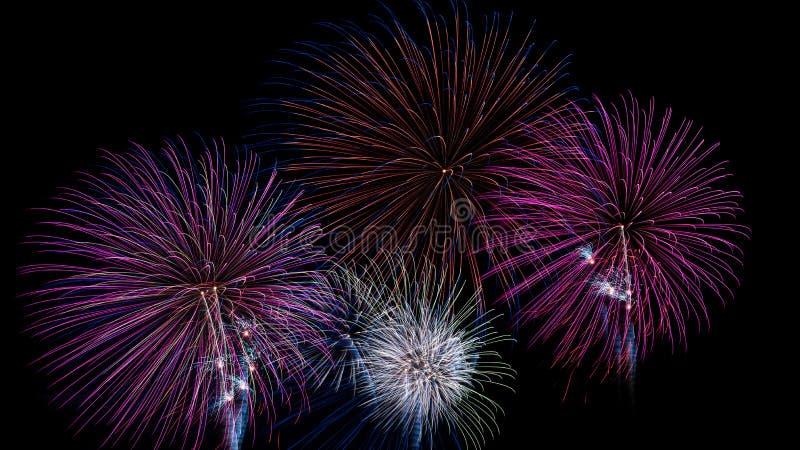 Fireworks on Black Background Stock Image - Image of beautiful, black ...