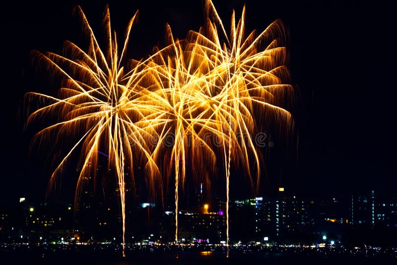 Fireworks on the Black Sky Background Stock Image - Image of light ...