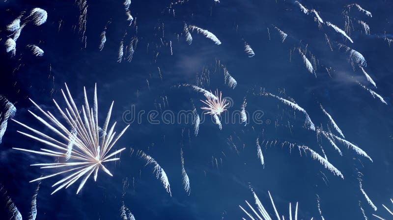 Fireworks in Blue Sky at Night Stock Photo - Image of fireworks ...