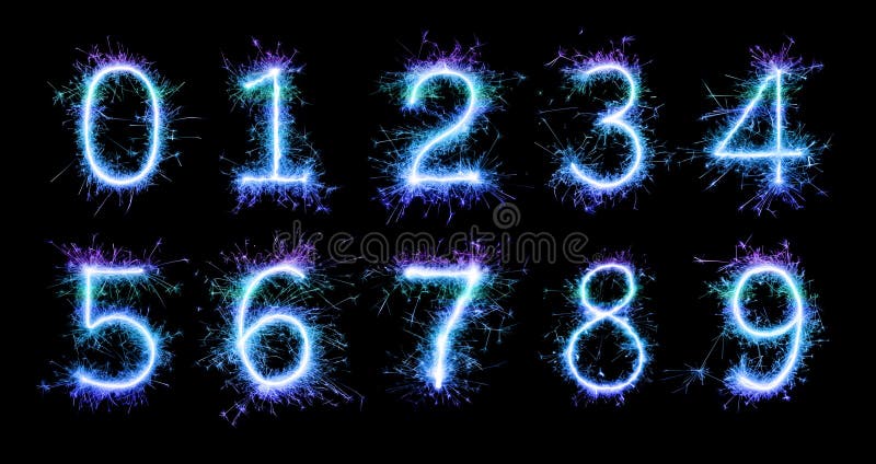 Fireworks Blue Sparkler Numbers Isolated Stock Illustration ...