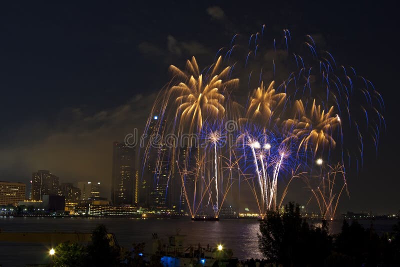Fireworks - Blue and Yellow Stock Photo - Image of windsor, city: 10833810