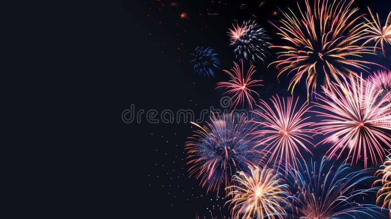 Fireworks Border on Black Background Stock Illustration - Illustration ...